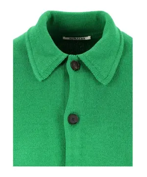 Auralee Button-up Collared Cardigan - Green