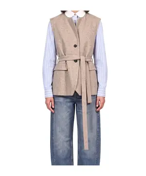 Antonelli Firenze Belted Herringbone Vest