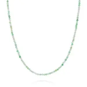NELLOU JEWELLERY Chrysoprase May Birthstone Orbit Necklace Sterling - Silver