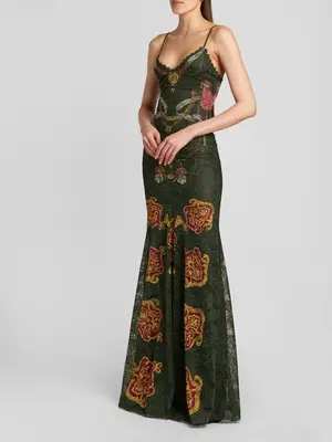 Etro Printed Wool Mermaid Gown