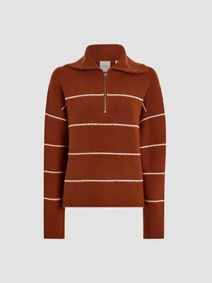 Varley Swanson Striped Zip-front Sweater