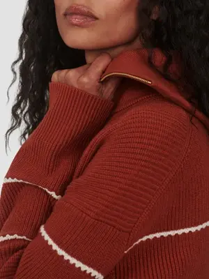 Varley Swanson Striped Zip-front Sweater