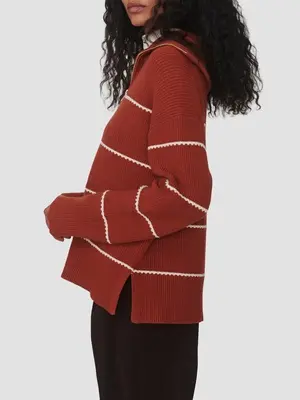 Varley Swanson Striped Zip-front Sweater