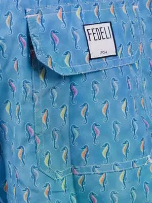 Fedeli Seahorse-print Swim Shorts - Blue