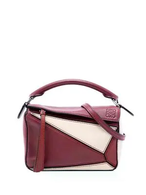 Loewe 2019 Mini Bicolor Calfskin Puzzle Satchel - Red