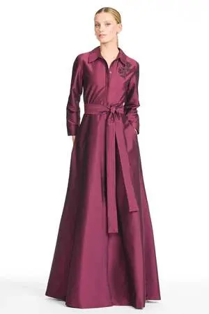Sachin & Babi Maeve Red Taffeta Long Sleeve A-line Gown