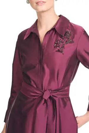 Sachin & Babi Maeve Red Taffeta Long Sleeve A-line Gown