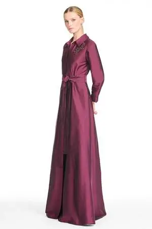 Sachin & Babi Maeve Red Taffeta Long Sleeve A-line Gown
