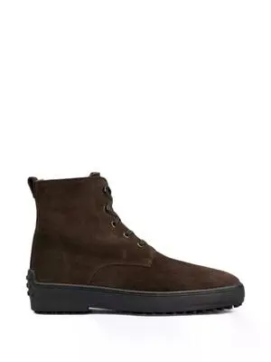 TOD'S Winter Gommino Ankle Boots In Suede Lining In Sheepskin - Brown