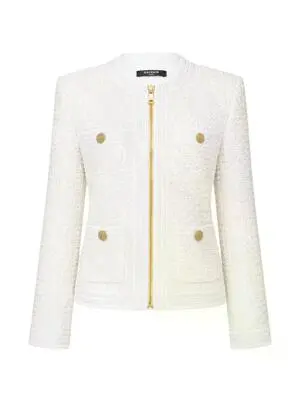 Balmain Bouclé Zip-up Jacket - Neutrals