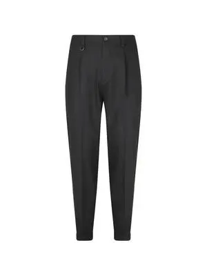 PAOLO PECORA Pleated Turn-up Tailored Trousers - Black