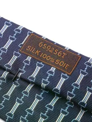 Hermès 2010s All-over Pattern Tie - Blue