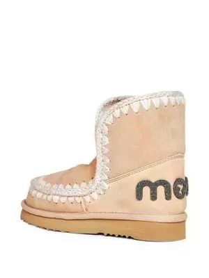 Mou Crochet-stitch Sheepskin Snow Boots