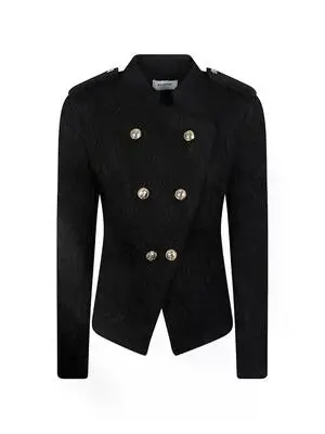 Balmain Double-breasted Jacquard Jacket - Black