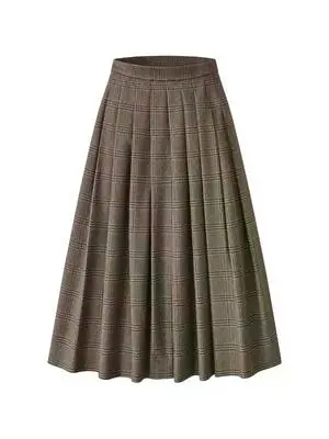LE SULLY STUDIO Prince Of Wales Check Pleated Skirt - Brown