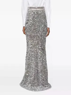 STYLAND Sequin-embellished Maxi Skirt - Silver