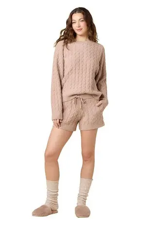 SOFTIES Cable Knit Marshmallow Crew Neck With Shorty Set - Coco