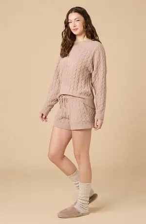 SOFTIES Cable Knit Marshmallow Crew Neck With Shorty Set - Coco