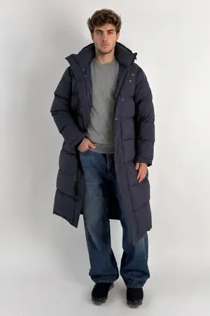 OROLAY Puff-o® Long Down Puffer Jacket - Navy