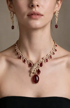 MODENAIRE Teardrop Crystal Statement Necklace And Drop Earring Set