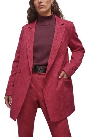 WILFANG The Empower Jacquard Double Breasted Blazer - Raspberry
