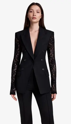 Smythe Lace Sleeve Not A Db Blazer - Deep Black