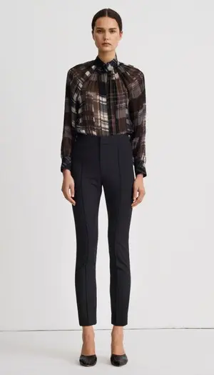 Smythe High Rise Pintuck Cig Pant - Raven