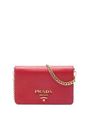 Prada 2013-2026 Saffiano Wallet On Chain Crossbody Bag - Red