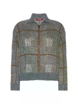 Max Mara Jacquard Wool, Mohair And Cashmere Cardigan Medium - Grey