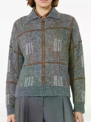 Max Mara Jacquard Wool, Mohair And Cashmere Cardigan Medium