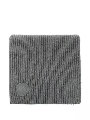 Canada Goose Logo-patch Ribbed-knit Scarf - Grey