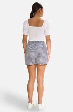 YUMI Cotton Shirring Puff Sleeve Top