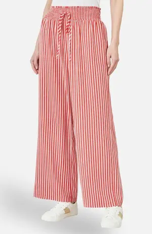 YUMI Stripe Relaxed Trousers - Red