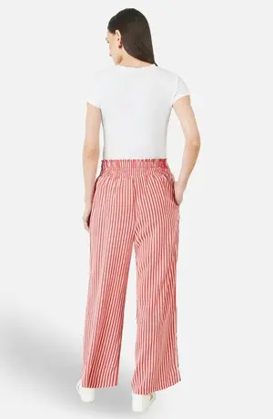 YUMI Stripe Relaxed Trousers - Red