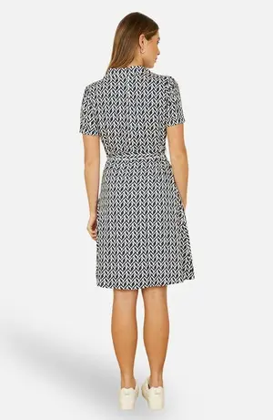 YUMI Geo Print Retro Style Shirt Dress