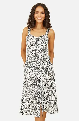 YUMI Printed Button Through Midi Dress