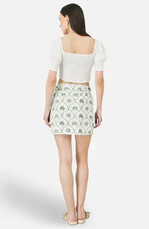 YUMI Palm Print Cotton Wrap Skirt