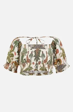 YUMI Safari Ruched Crop Top