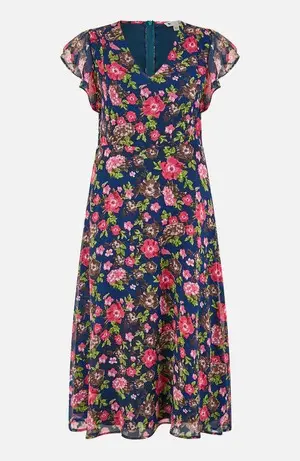 YUMI Floral Midi Skater Dress