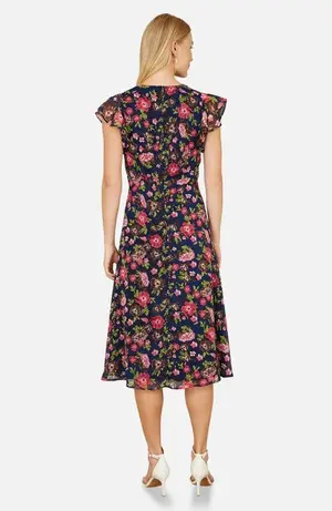 YUMI Floral Midi Skater Dress