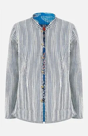 YUMI Patchwork Reversible Quilted Jacket - Blue
