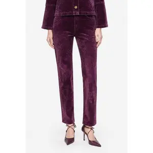 NOCTURNE Straight Leg Corduroy Trousers - Plum