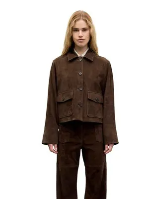 Gerard Darel Cropped Button Front Jacket - Cinnamon