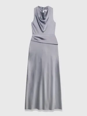 The Fold Matera Velvet Cowl Neck Maxi Dress - Silver