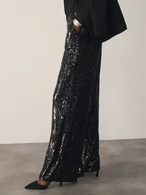 The Fold Arezzo Sequin High Waisted Trousers