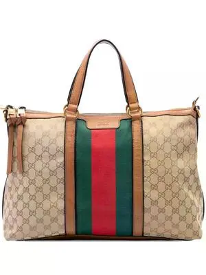 Gucci 2016-2026 Medium Gg Canvas Web Rania Top Handle Bag Satchel Neutrals