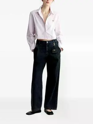 Maison Kitsuné Pleated Wide-leg Jeans - Black