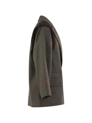 Max Mara Fenice Blazer In Virgin Wool With Leather Inserts