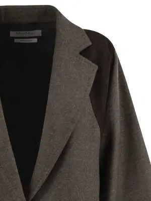 Max Mara Fenice Blazer In Virgin Wool With Leather Inserts