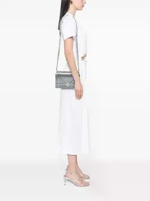 Dior 2018 Small Metallic Patent Microcannage Diorama Flap Crossbody Bag - Silver